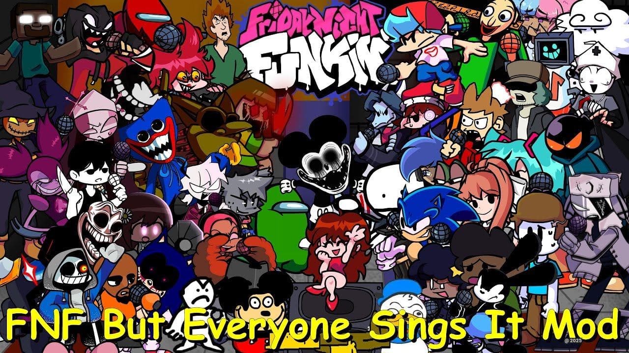 FNF Scuffle But Everyone Sings - Brings SpongeBob, Freddy & More ...